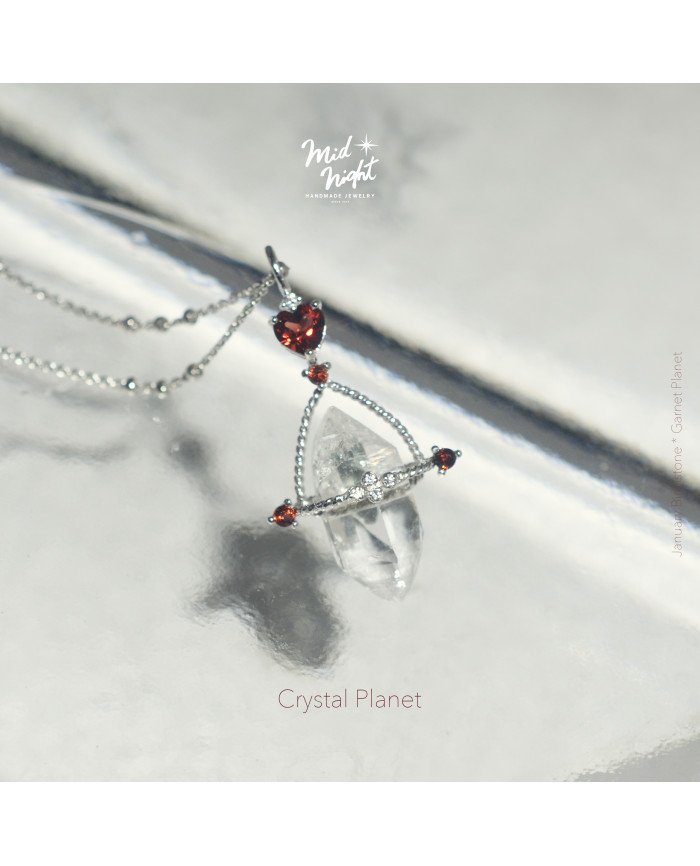 January Birthstone-Garnet Crystal Planet Necklace